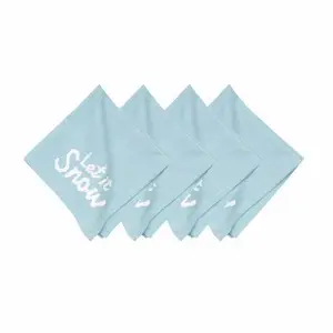 CAROL & FRANK A Christmas Holiday Tufted Solid Napkins Set Of 4 - Blue