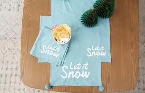 CAROL & FRANK A Christmas Holiday Tufted Solid Napkins Set Of 4 - Blue