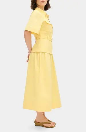 ALIGNE Organic Cotton Midi Shirt Dress - Yellow