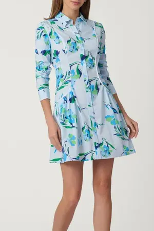 Shoshanna Seabreeze Print Poplin Millie Mini Dress - French Blue Multi
