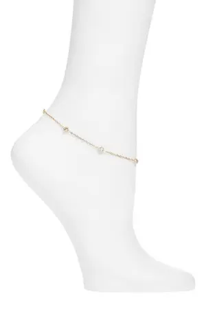 SET & STONES Faye Anklet With Cubic Zirconia Bezel Stations - Gold