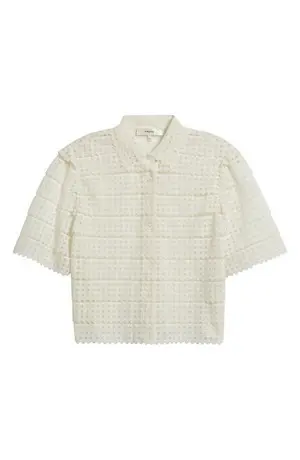 FRAME The Lattice Crochet Button-up Top