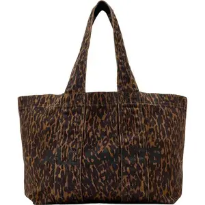 ALLSAINTS Izzy Leopard Print Denim Tote