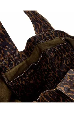 ALLSAINTS Izzy Leopard Print Denim Tote
