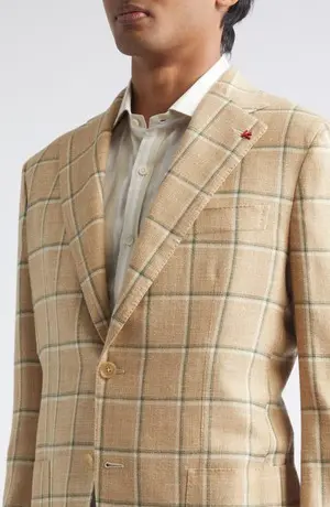 Isaia Windowpane Check Wool Sport Coat