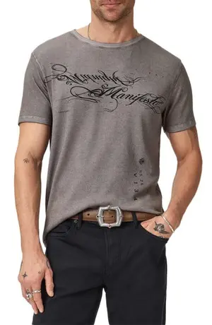 John Varvatos Cotton Blend Rib Graphic T-shirt - Coal