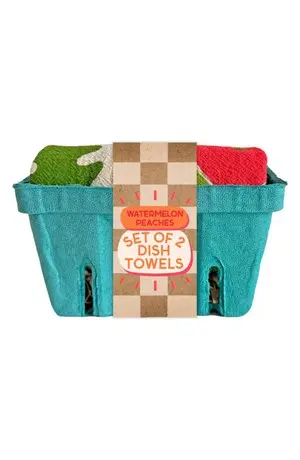 THE NEIGHBORGOODS Set Of 2 Watermelon Peach Dish Towels
