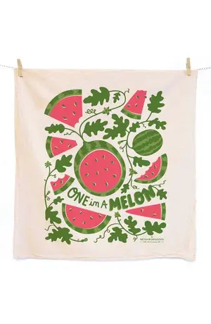 THE NEIGHBORGOODS Set Of 2 Watermelon Peach Dish Towels
