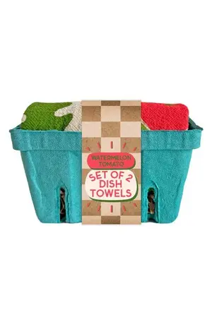 THE NEIGHBORGOODS Set Of 2 Tomato & Watermelon Dish Towels