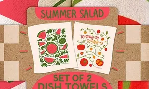 THE NEIGHBORGOODS Set Of 2 Tomato & Watermelon Dish Towels