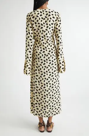 Johanna Ortiz Ollantay Printed Silk Wrap Dress - Ecru/black
