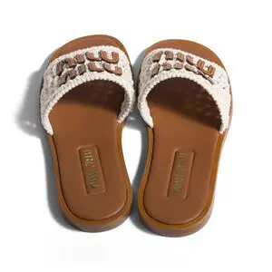 Miu Miu Crochet And Leather Slides