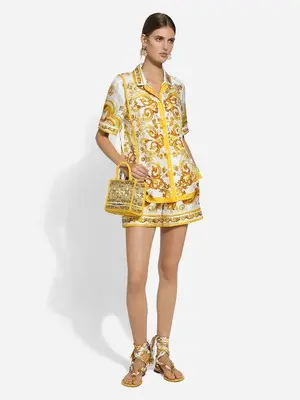 Dolce & Gabbana Majolica Print Silk Twill Shirt - Yellow