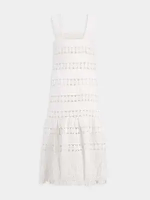 Zimmermann Pop Trimmed Linen Midi Dress - White
