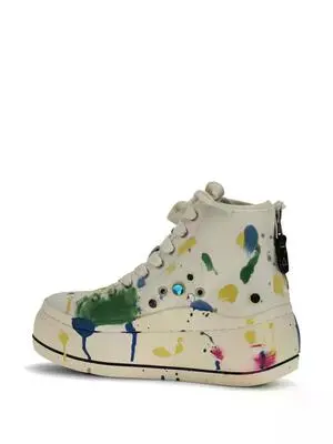 R13 Painted Embellished High-top Sneakers - Neutrals