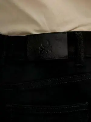 BENETTON Flared Jeans With Logo Patch - Black