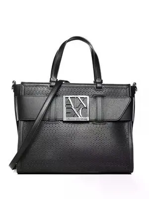 Armani Exchange Logo Plaque Perforated Shoulder Bag
