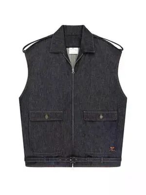 COURREGES Sleeveless Denim Bomber Jacket - Blue