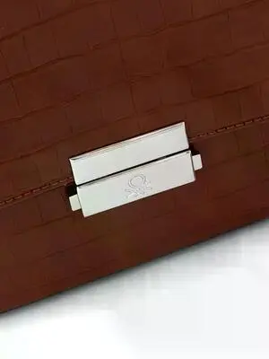 BENETTON Croc Embossed Chain Shoulder Bag