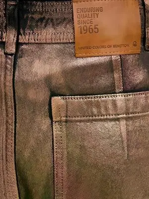 BENETTON Frayed Hem Jeans - Brown
