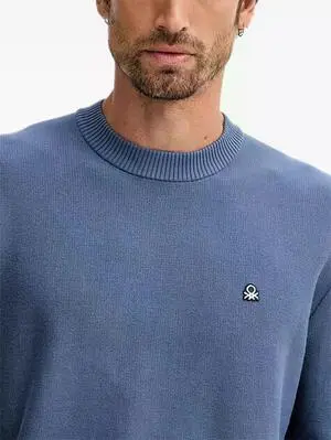 BENETTON Logo Round-neck Jumper - Blue