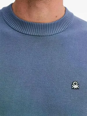 BENETTON Logo Round-neck Jumper - Blue