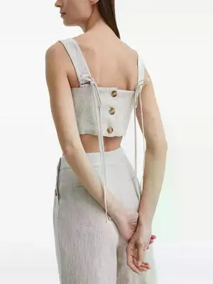 ALOHAS Button-fastening Square-neck Top