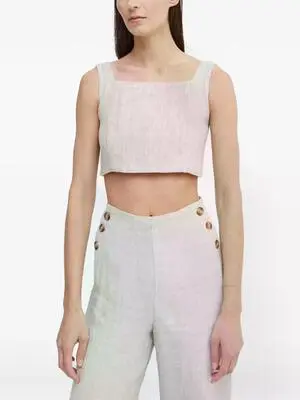 ALOHAS Button-fastening Square-neck Top