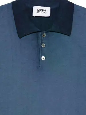 Alpha Studio Button Collar Polo Shirt - Blue
