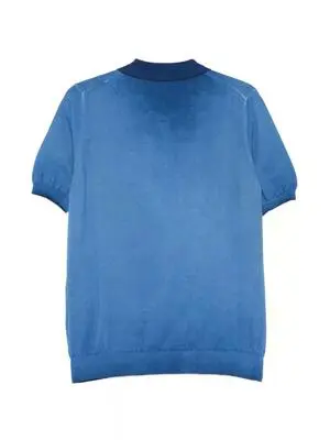 Alpha Studio Contrast-collar Polo Shirt - Blue
