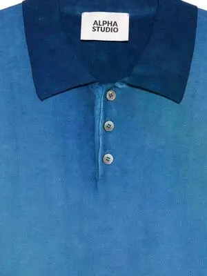 Alpha Studio Contrast-collar Polo Shirt - Blue