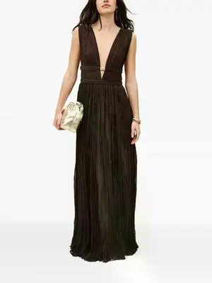 Ba&sh Tania Pleated V-neck Dress