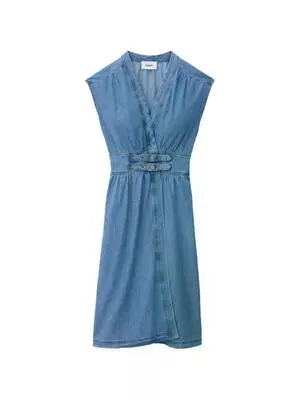 Ba&sh Belted Denim Midi Dress