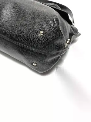 FERRAGAMO 2000s Ganchini Leather Handbag - Black