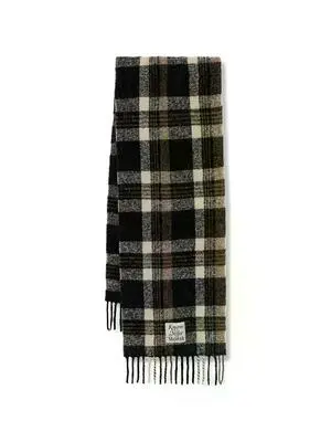 BENETTON Check-pattern Fringed Scarf - Black