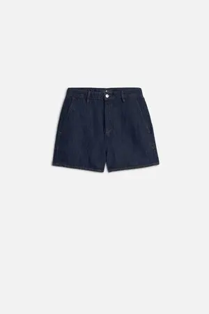 7 For All Mankind Trouser Short In Indigo Linen Blossom - Pink