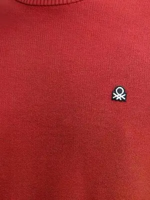 BENETTON Long-sleeved Embroidered Sweater - Red