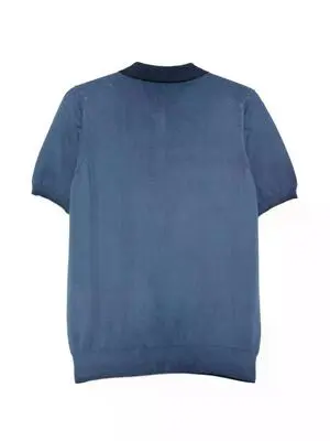 Alpha Studio Button Collar Polo Shirt - Blue