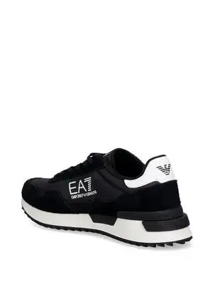 EA7 Logo-print Panelled Sneakers - Black