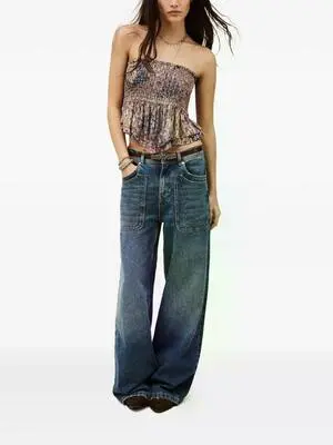 Ba&sh Floral-print Shirred Top