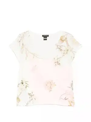 Avant Toi Floral-print V-neck T-shirt - Neutrals