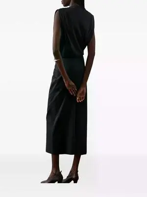 Soeur Gemma Draped Midi Dress - Black
