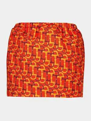 Gucci Printed Silk Mini Skirt With Horsebit Motif - Orange
