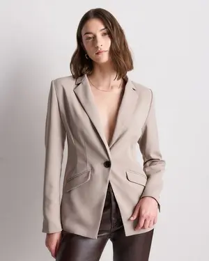Quince Stretch Crepe Blazer - Morel Grey