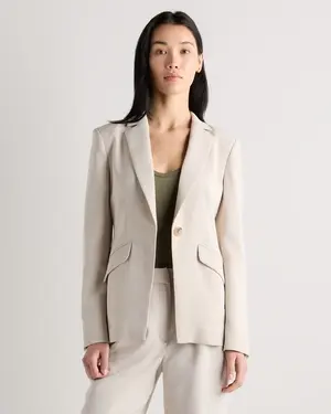 Quince Stretch Crepe Cinched Waist Blazer - Sand