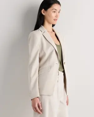 Quince Stretch Crepe Cinched Waist Blazer - Sand
