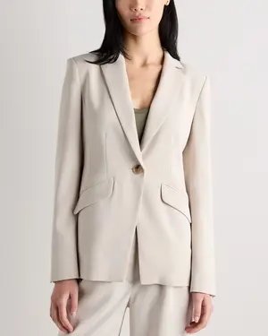Quince Stretch Crepe Cinched Waist Blazer - Sand