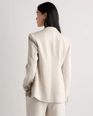 Quince Stretch Crepe Cinched Waist Blazer - Sand