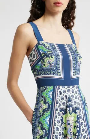 Eliza J Scarf Print Maxi Dress - Navy Lime | Editorialist