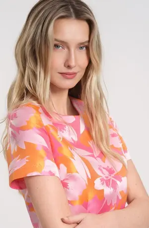 ISAAC MIZRAHI NEW YORK Floral Satin Brocade Mini Dress